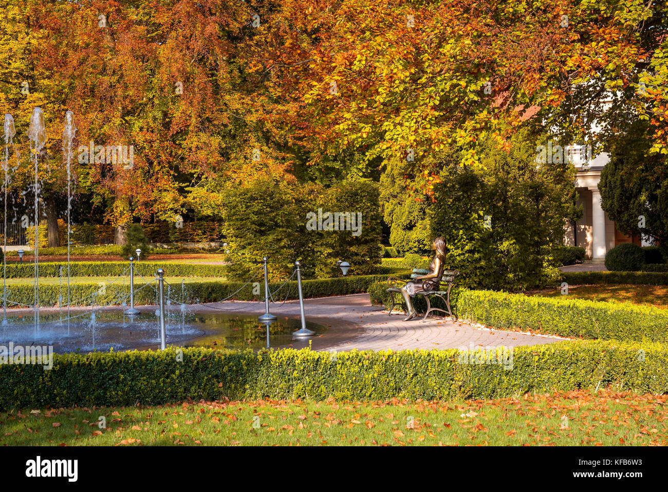 GDANSK, POLAND - October 18, 2017: Autumn scenery in the Oliwski park ...