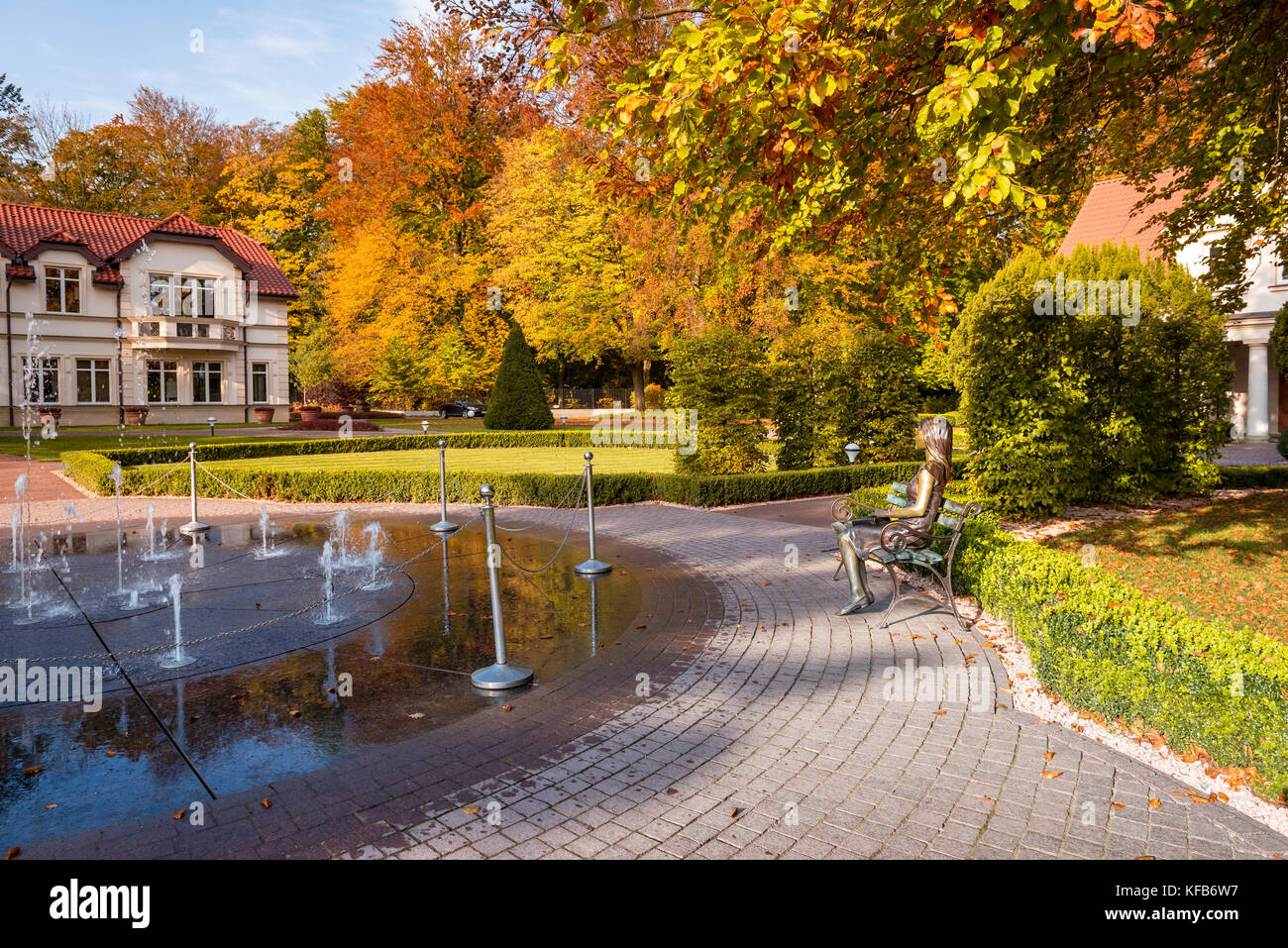 GDANSK, POLAND - October 18, 2017: Autumn scenery in the Oliwski park ...