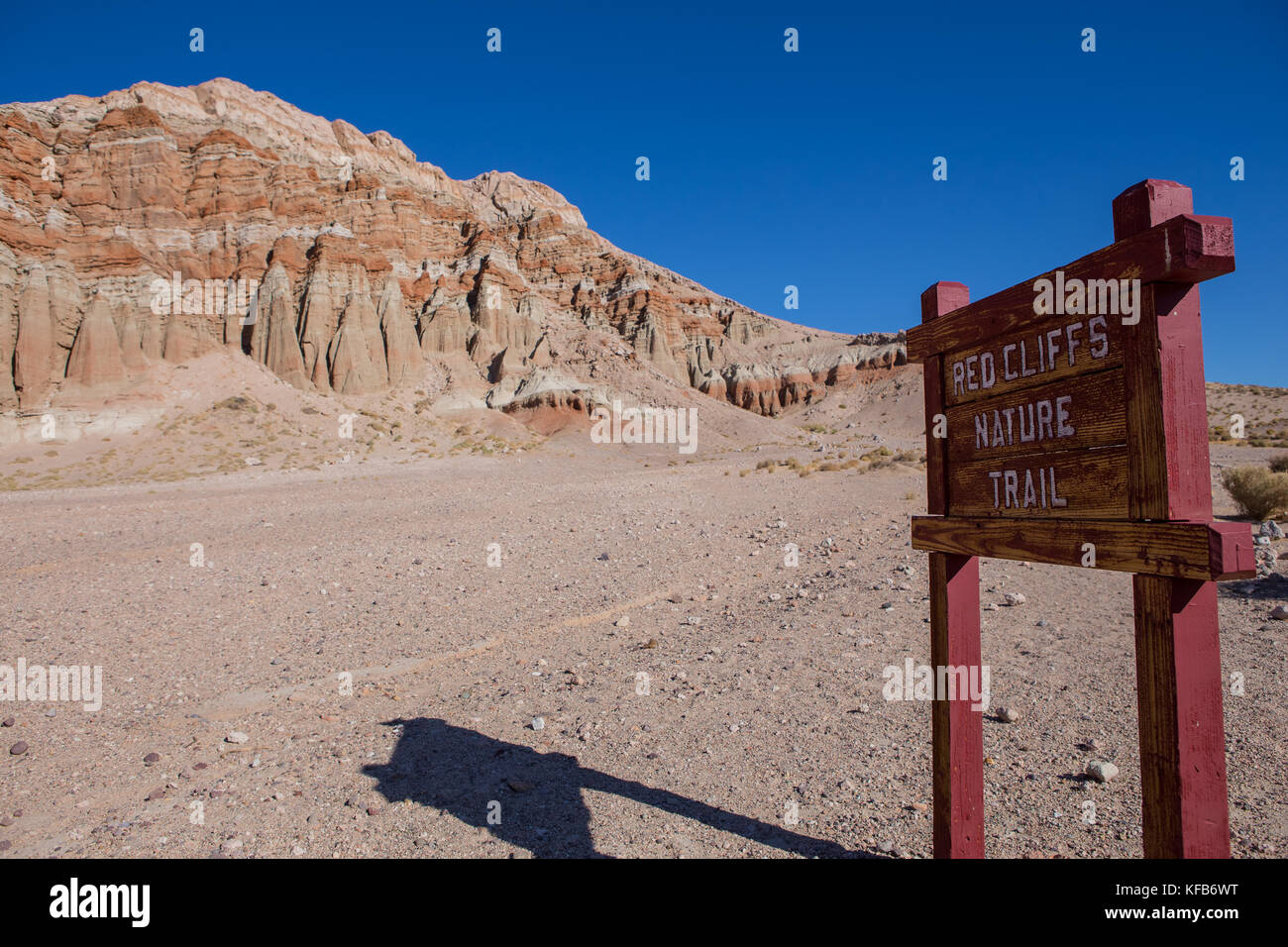 A nature trail sign at Red Cliffs Natural Area in Red rock canyon state ...