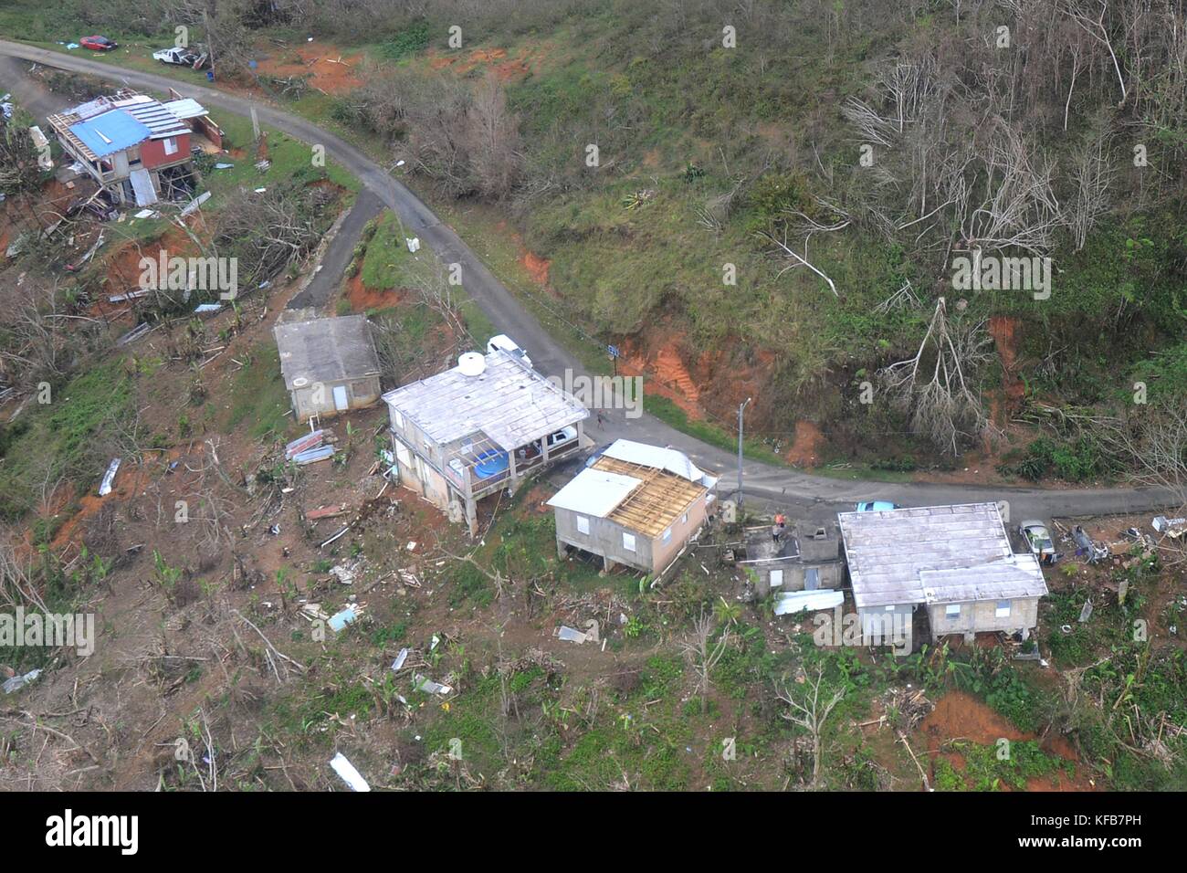 Aerial view of the damage in the aftermath of Hurricane Maria October ...