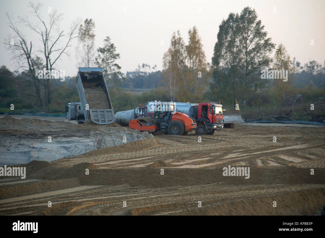 Road construction on expressway S5 in Poland. 17 October 2017 ...
