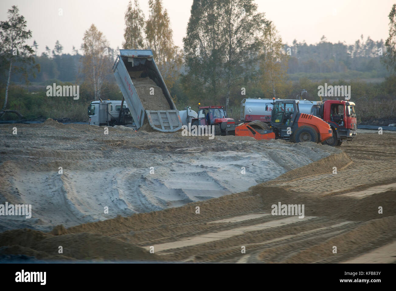 Road construction on expressway S5 in Poland. 17 October 2017 ...