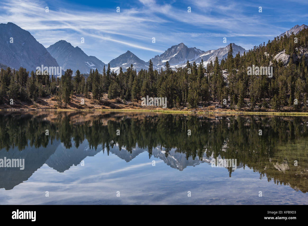 Box Lake on the Little Lakes Valley hiking trail with the mighty ...