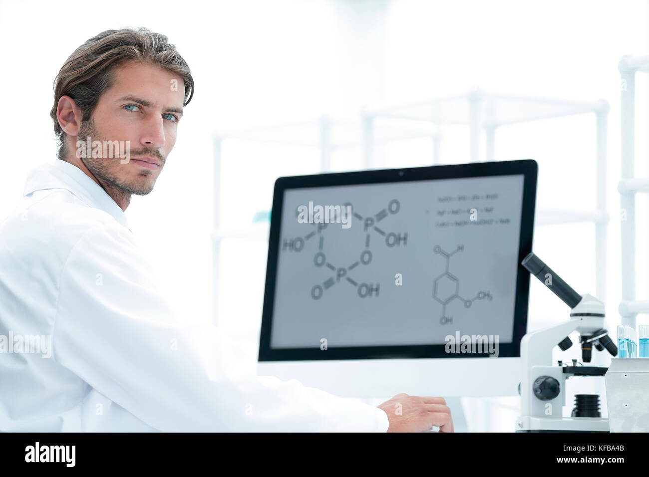Medical doctor working with microscope in laboratory Stock Photo - Alamy