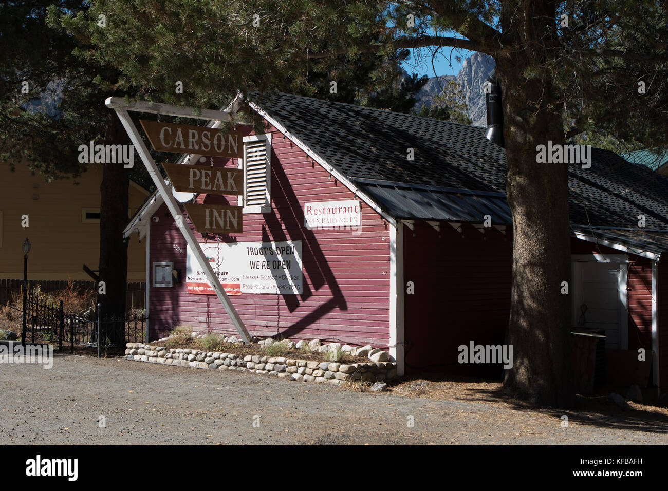 Carson Peak inn restaurant at June Lake California USA. On the June ...