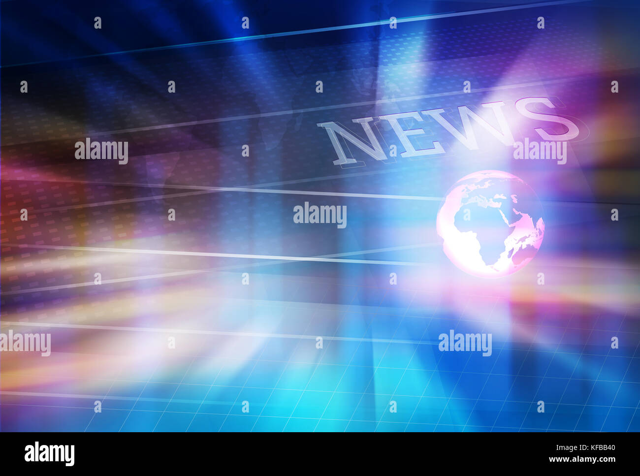 Graphical Digital News Background With Earth Globe on Floor Stock Photo ...