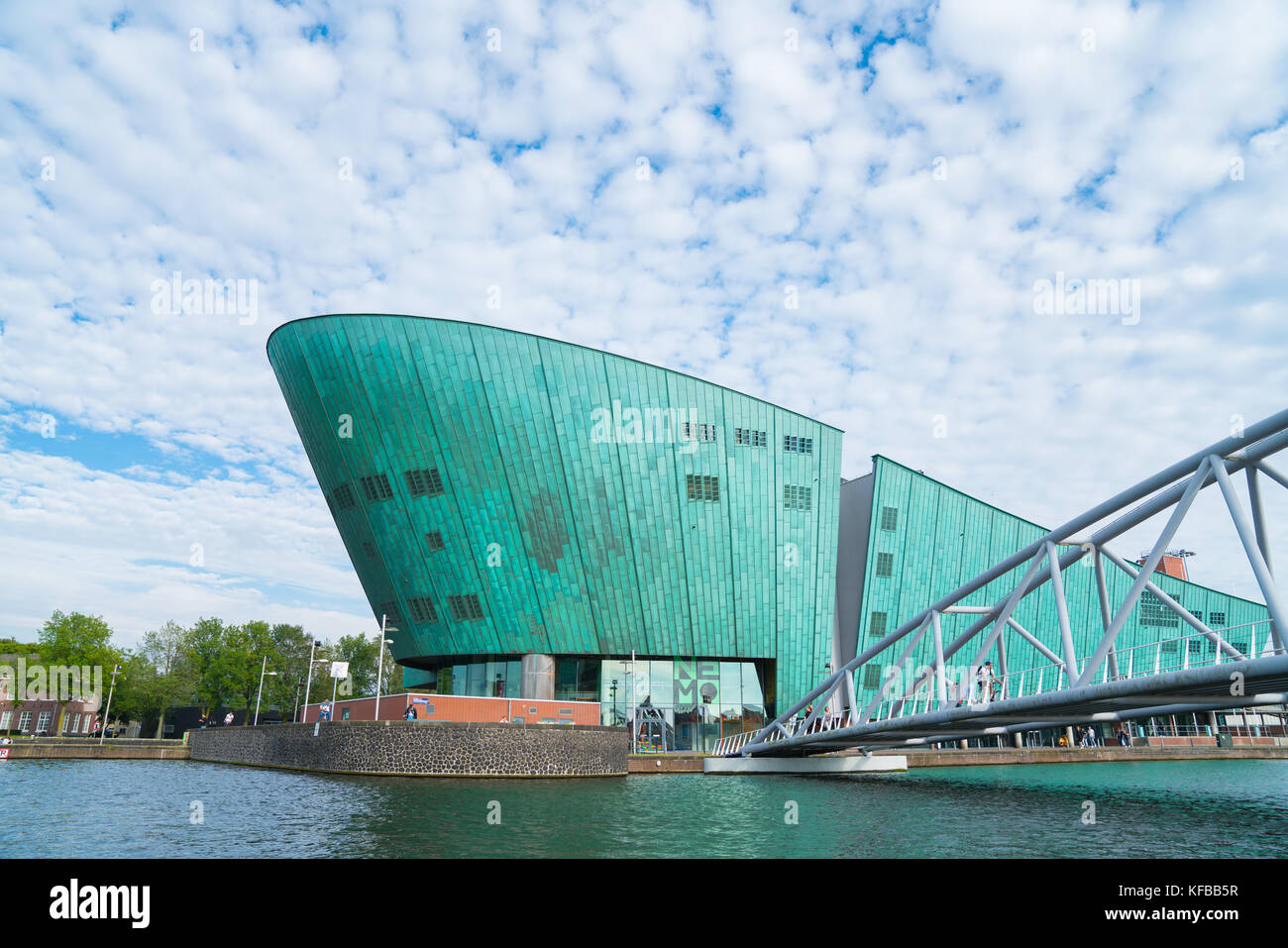 AMSTERDAM, HOLLAND - AUGUST 17, 2017; NEMO Large green colored ship ...