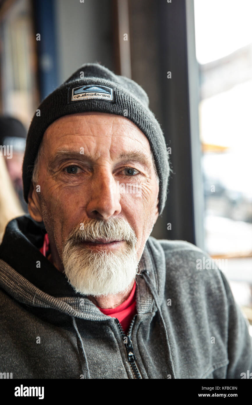 USA, Colorado, Aspen, portrait of a local man at Victoria's Espresso ...