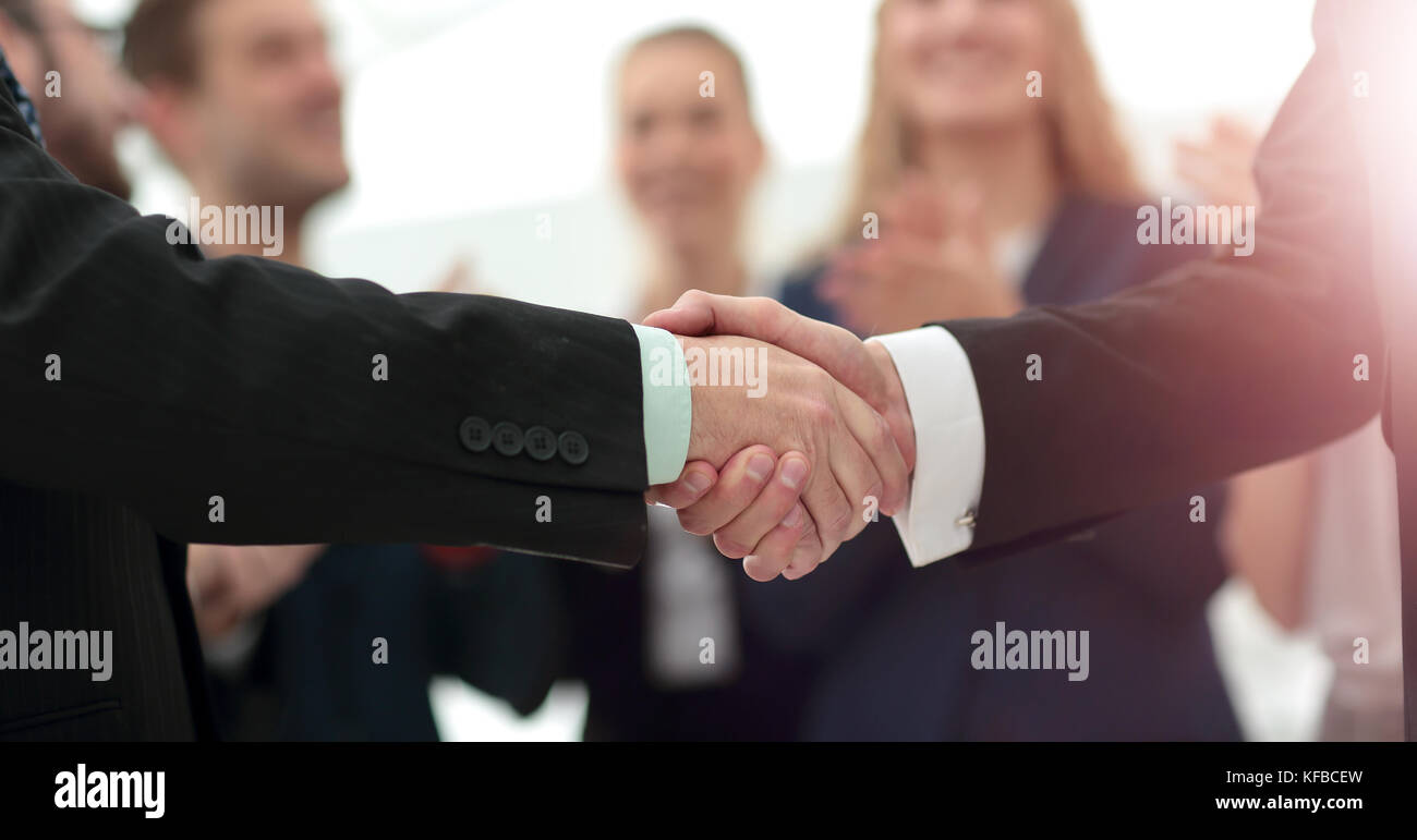 Closeup - Welcome handshake before the start of negotiations at Stock ...