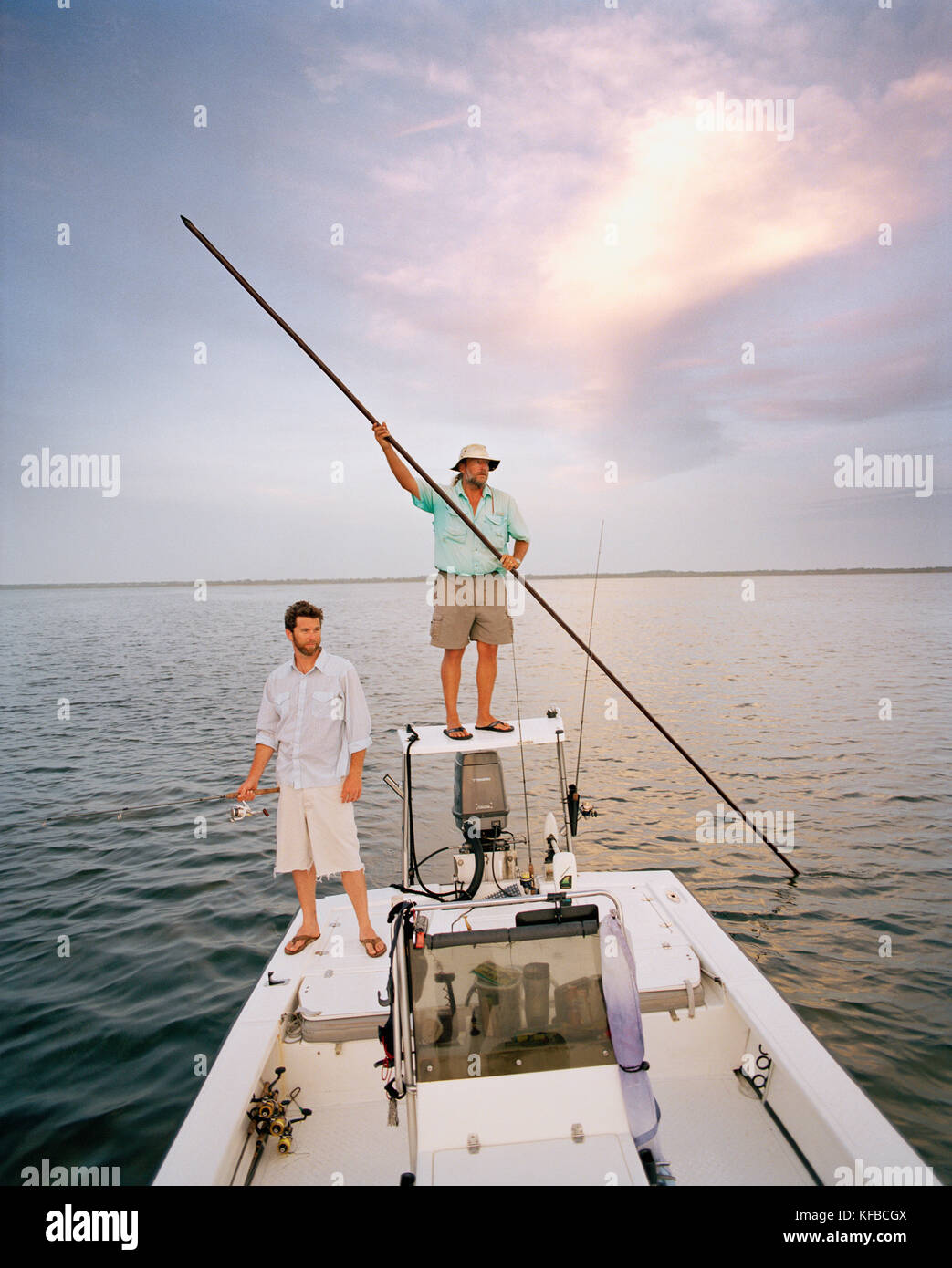 USA, Florida, fishing for Redfish on boat, New Smyrna Beach Stock Photo ...