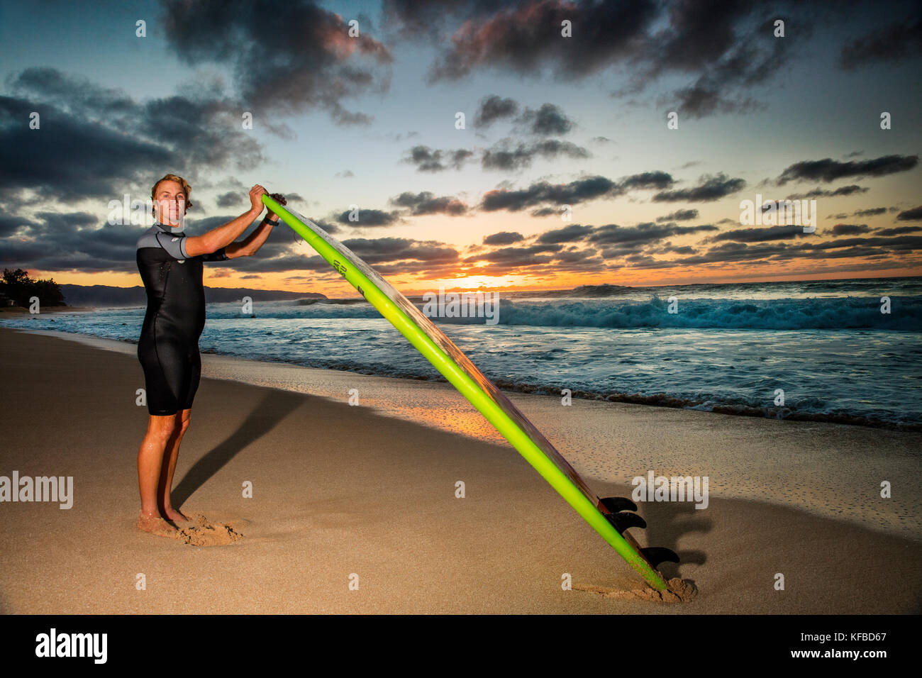 HAWAII, Oahu, North Shore, Big Wave surfer Jamie O'Brien surfing at ...