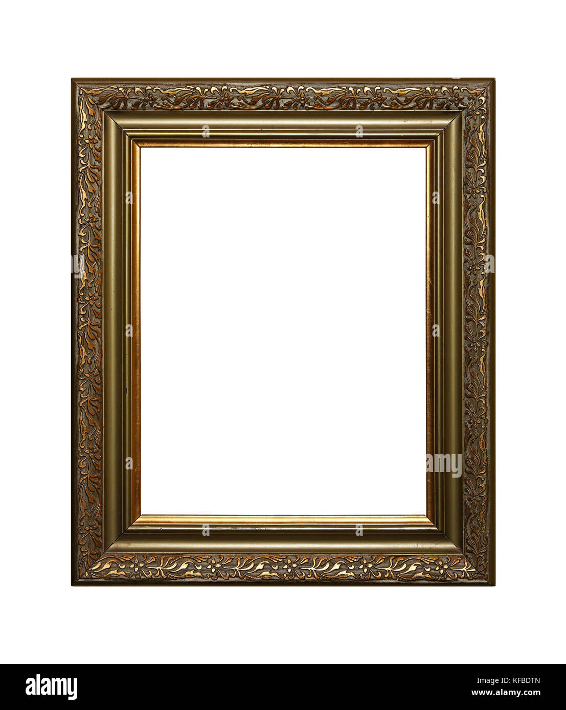 Antique old baroque ornate wooden classic golden painted vertical ...