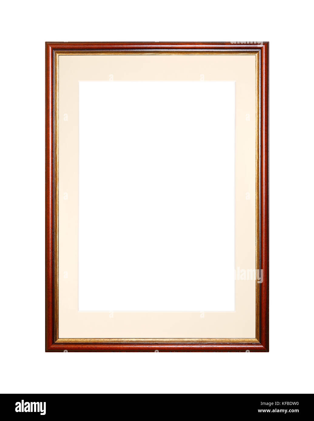 Vintage old wooden classic red brown painted vertical rectangular frame ...