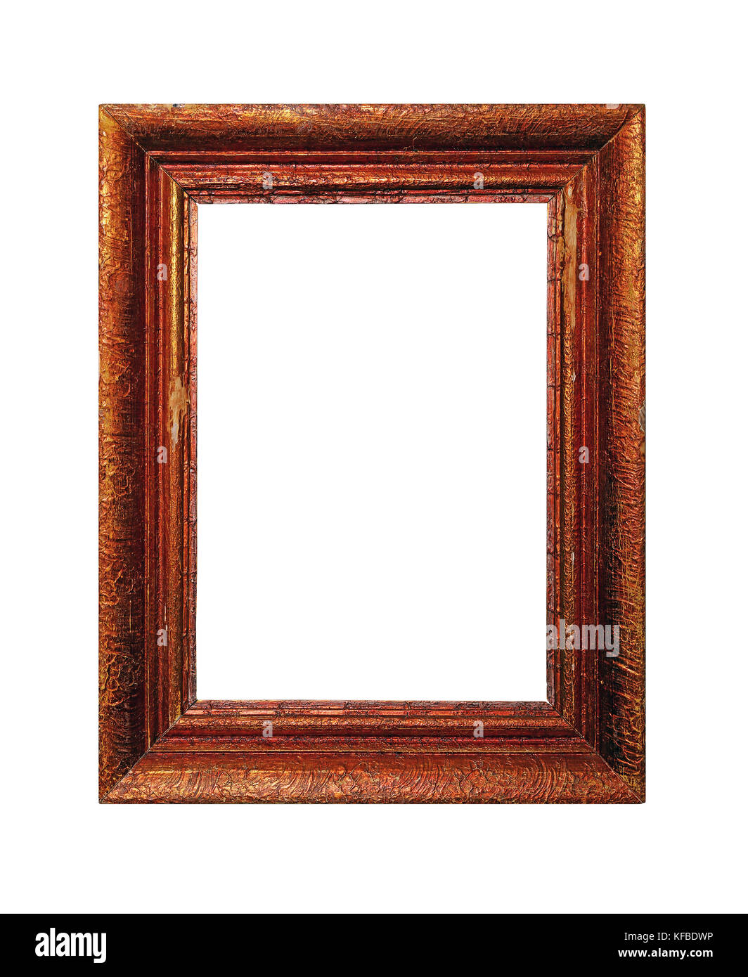 Vintage old antique red, brown and golden painted vertical rectangular ...