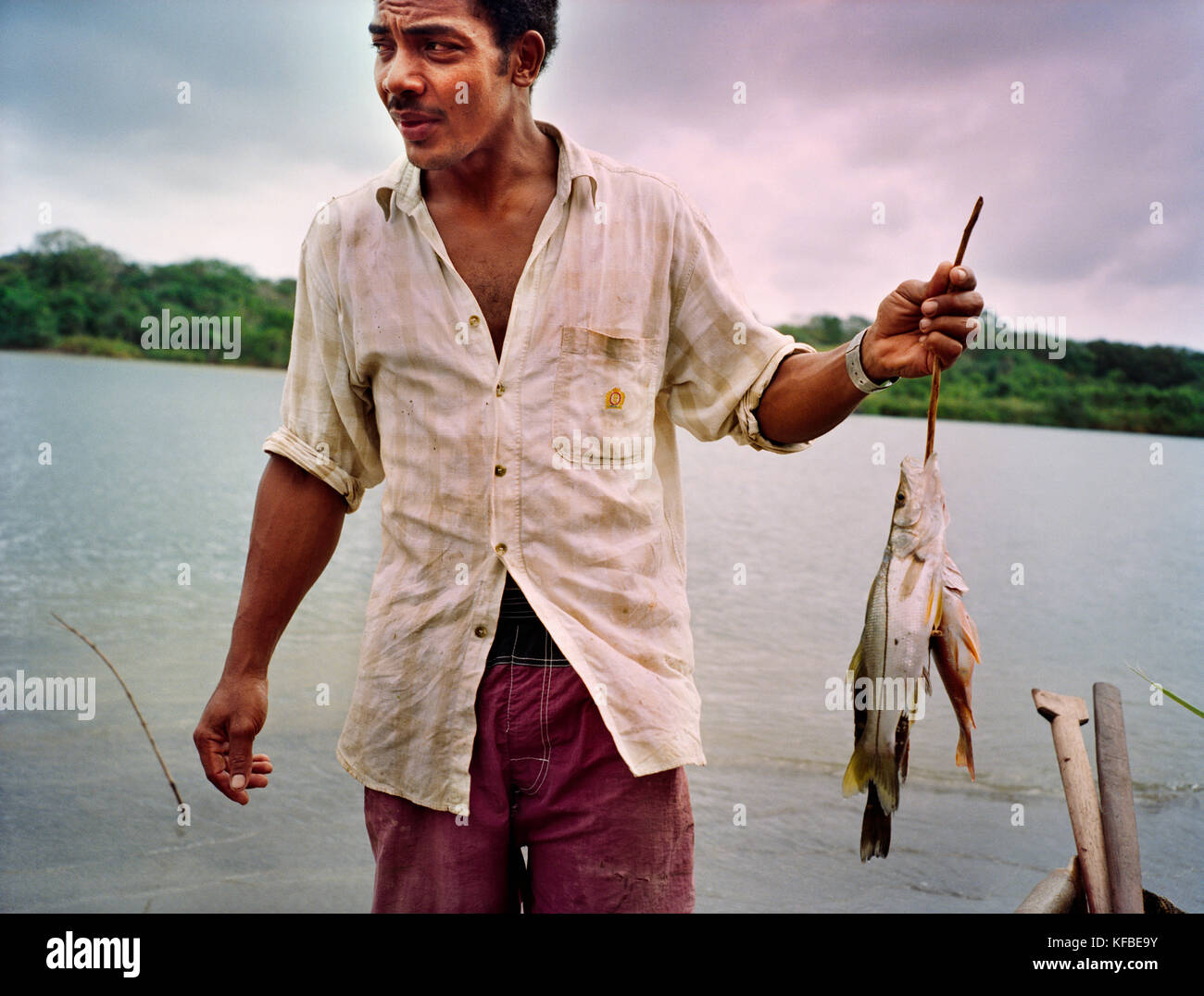 PANAMA, Panama City, catching fish, the River of Gold in the Darien ...