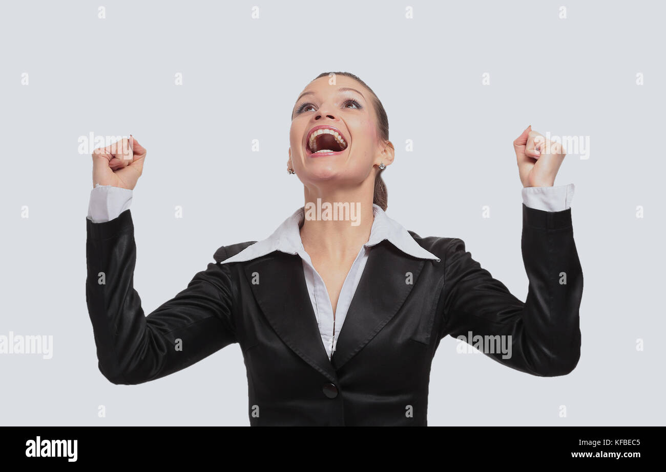 Portrait of successful winner celebrating Stock Photo - Alamy