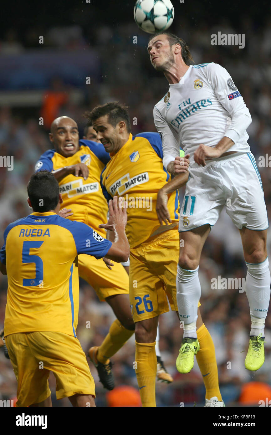 MADRID, SPAIN - Gareth Bale trying to contact a ball in the air ...
