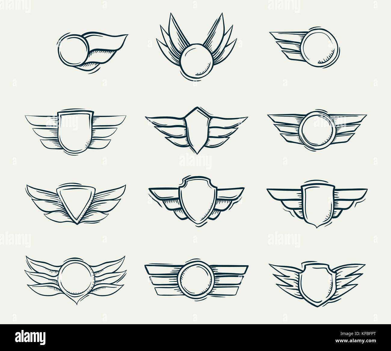 Vintage emblem wings shield hi-res stock photography and images - Alamy