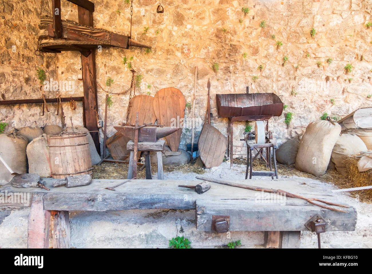 Ancient working tools, medieval times Stock Photo - Alamy