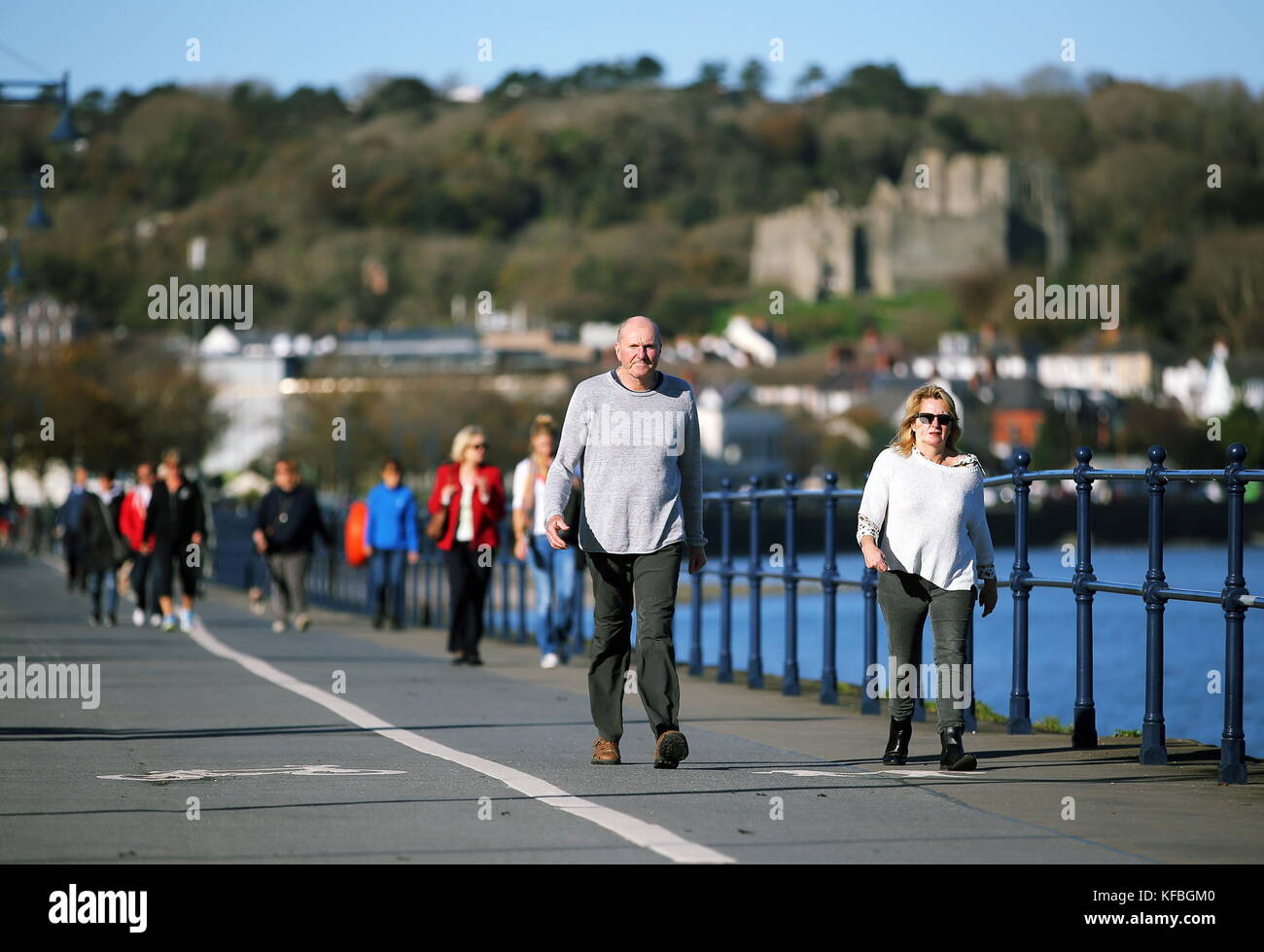People enjoy a walk in Mumbles near Swansea, Wales, UK. Friday 27 ...