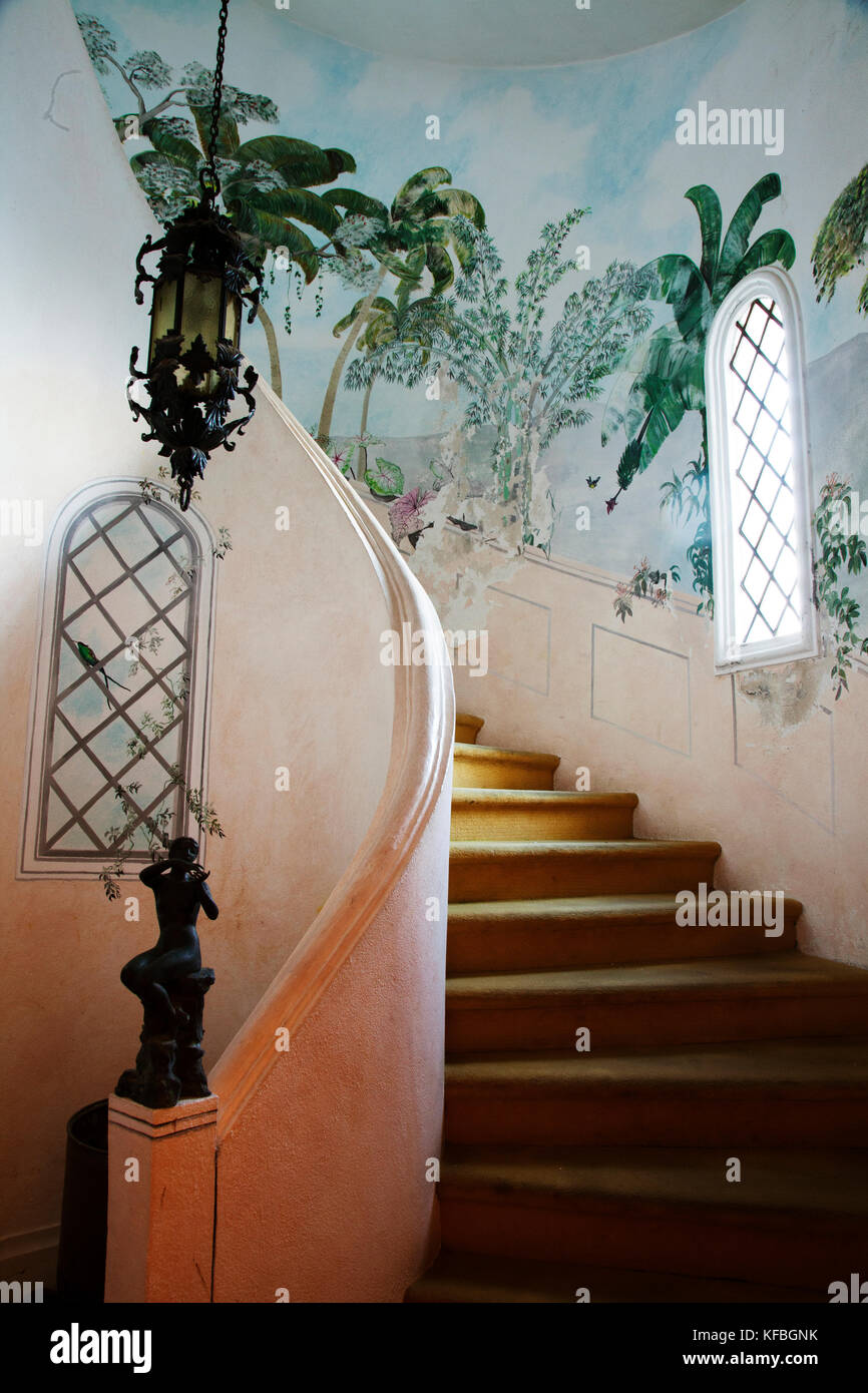JAMAICA, Port Antonio. A staircase inside the Trident Castle Stock ...