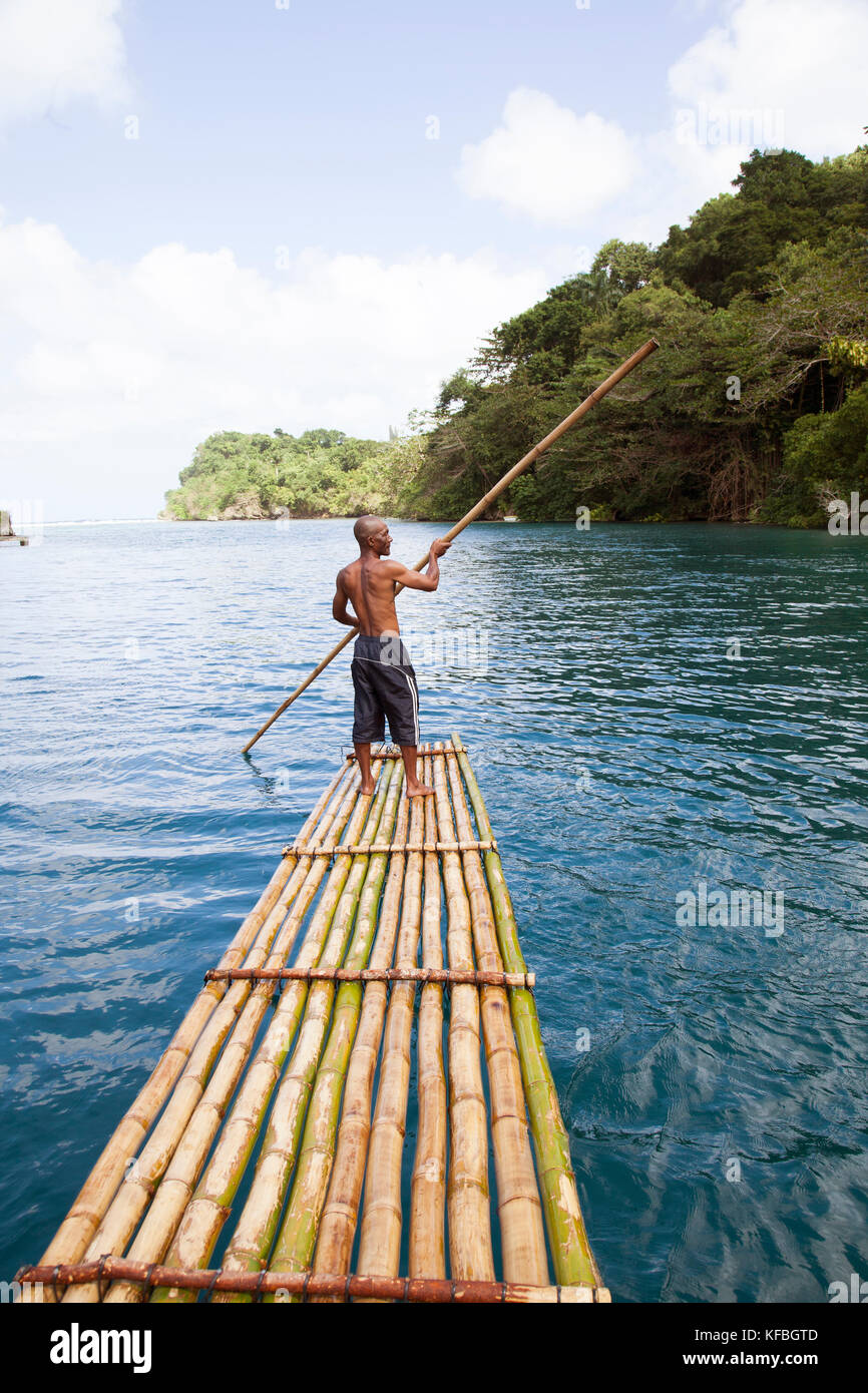 JAMAICA, Port Antonio. Local boatman Danny at the Blue Lagoon Stock ...