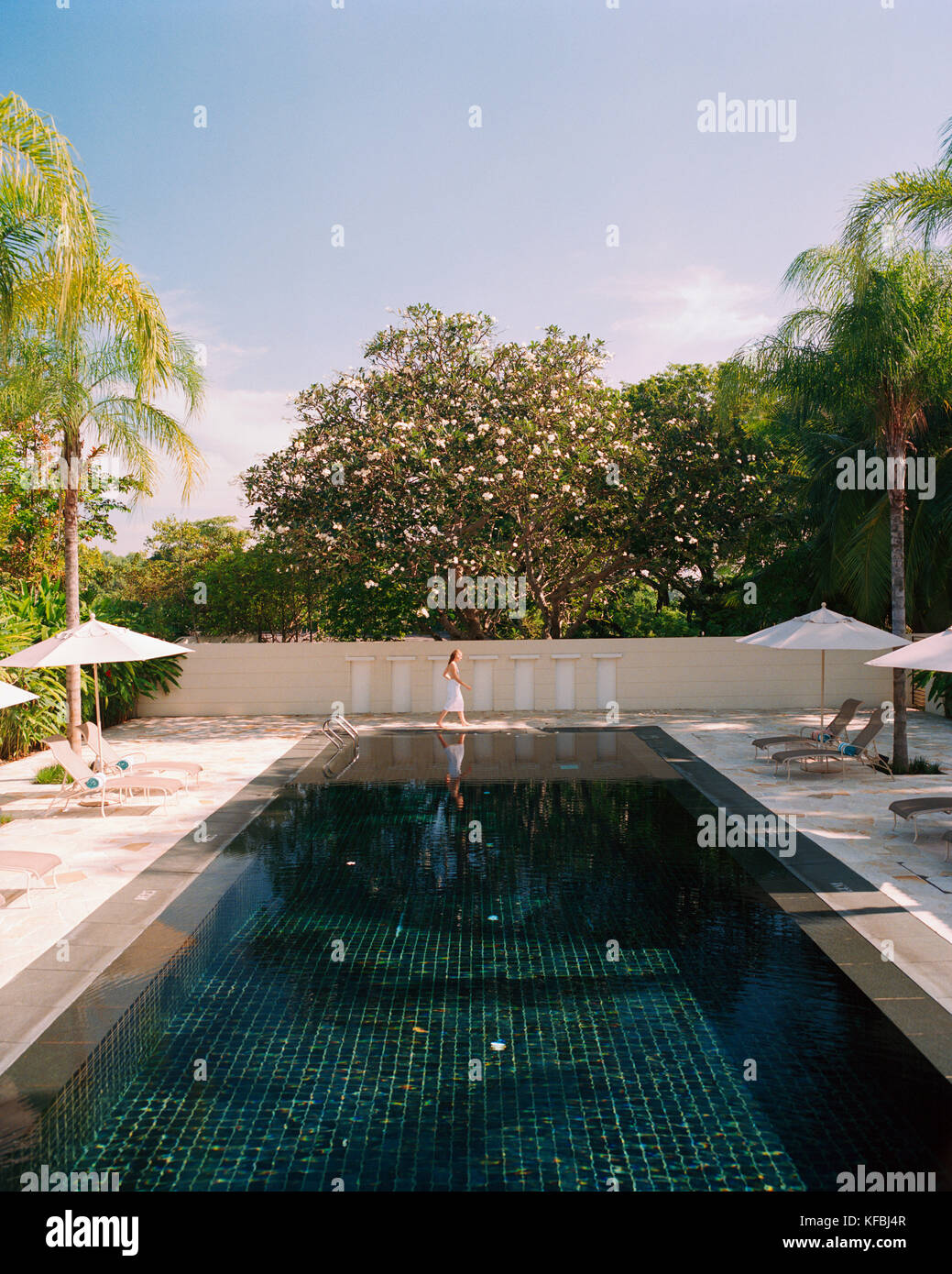 SINGAPORE, Asia, Sentosa Island, view of swimming pool in Sentosa ...