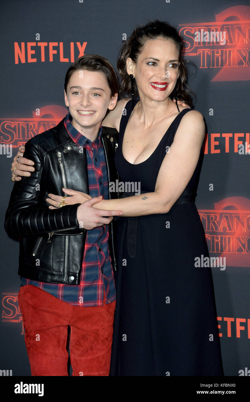 Los Angeles, USA. 26th Oct, 2017. Winona Ryder & Noah Schnapp at the ...