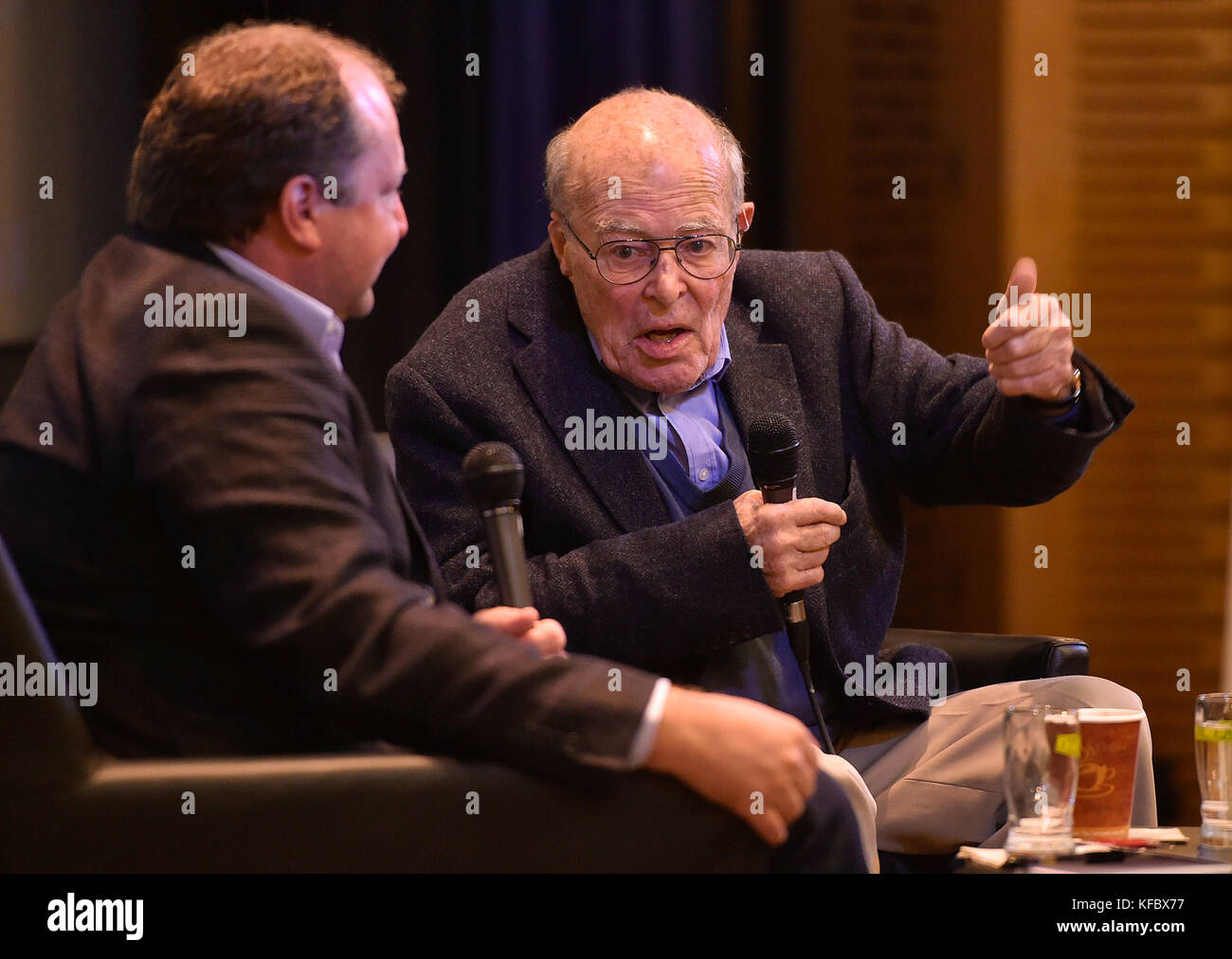 Marcel Ophuls (right), US documentary film maker and former actor of ...