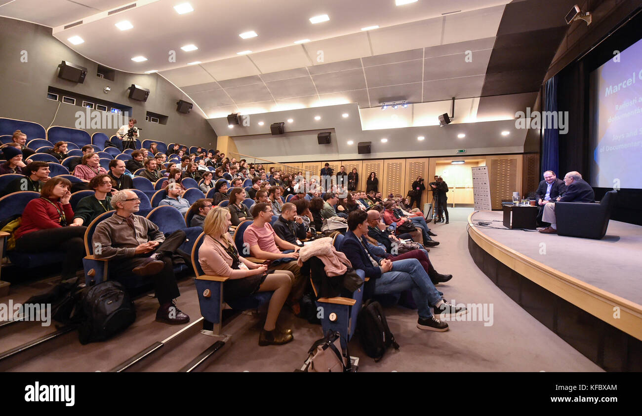 Marcel Ophuls (right on the stage), US documentary film maker and ...