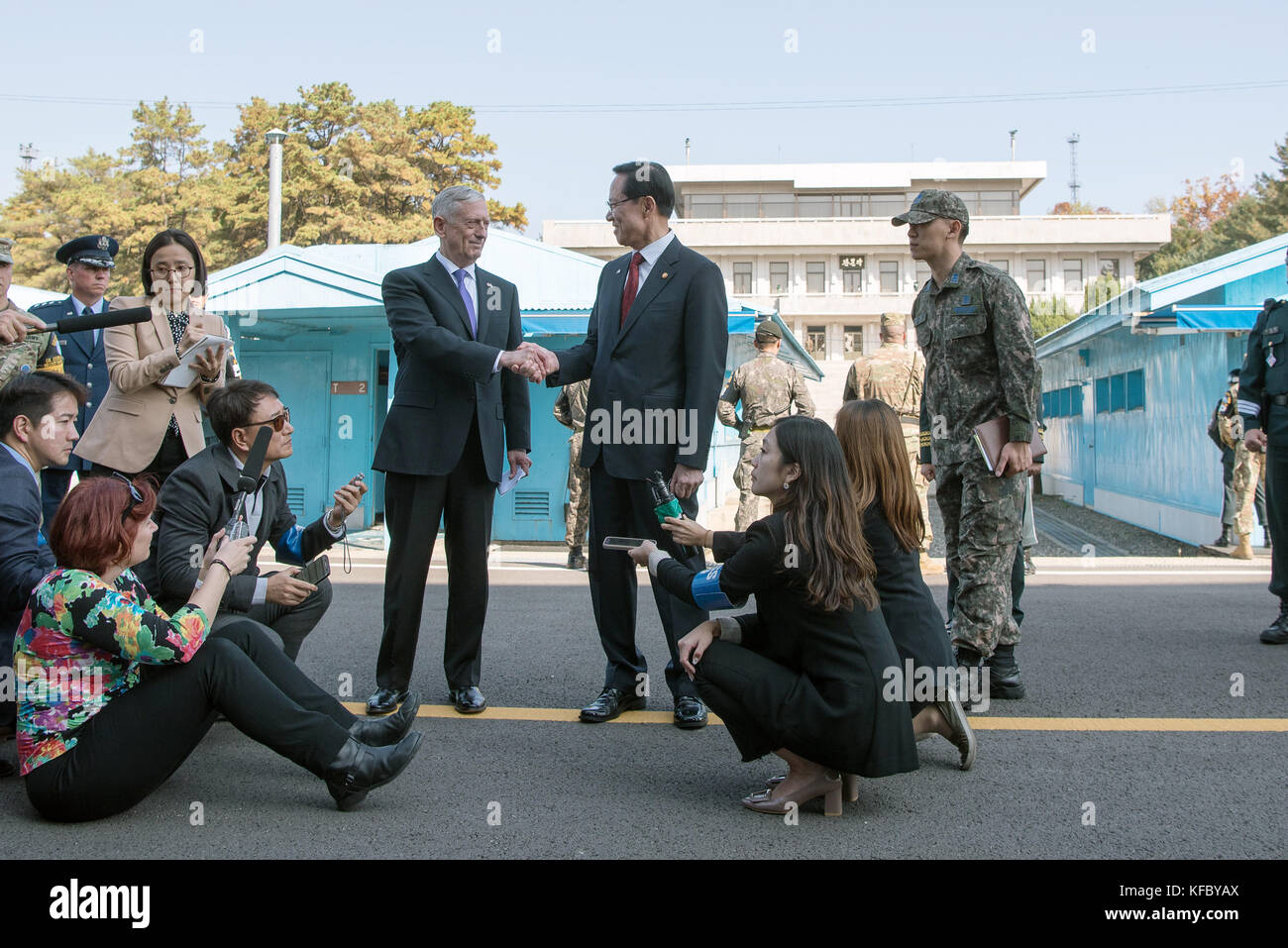 U.S. Secretary of Defense Jim Mattis shakes hands with South Korean ...