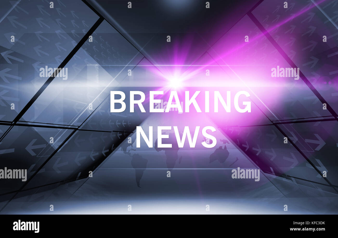 Graphical digital news background with arrows and breaking news text ...