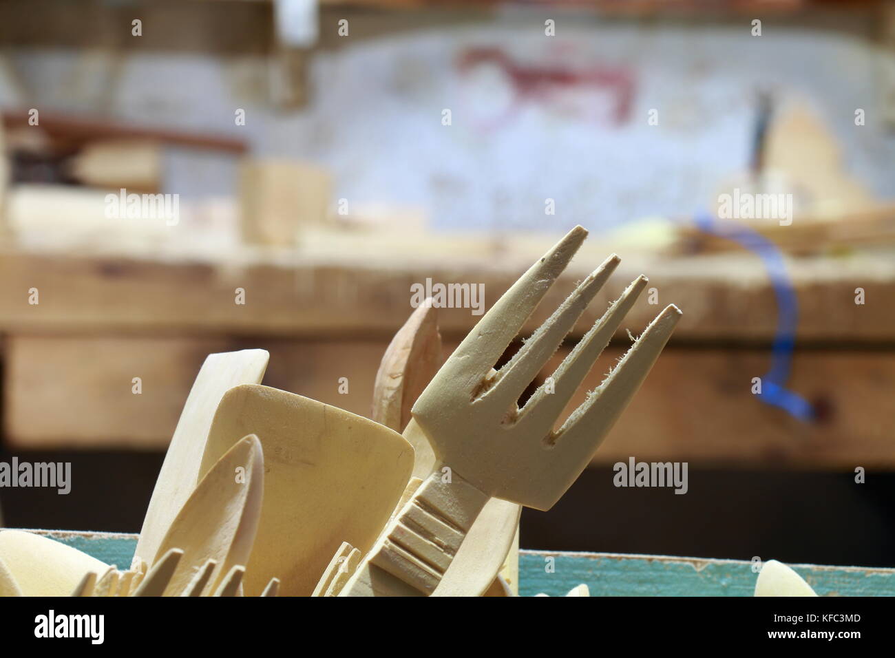 Wooden fork close up Stock Photo - Alamy