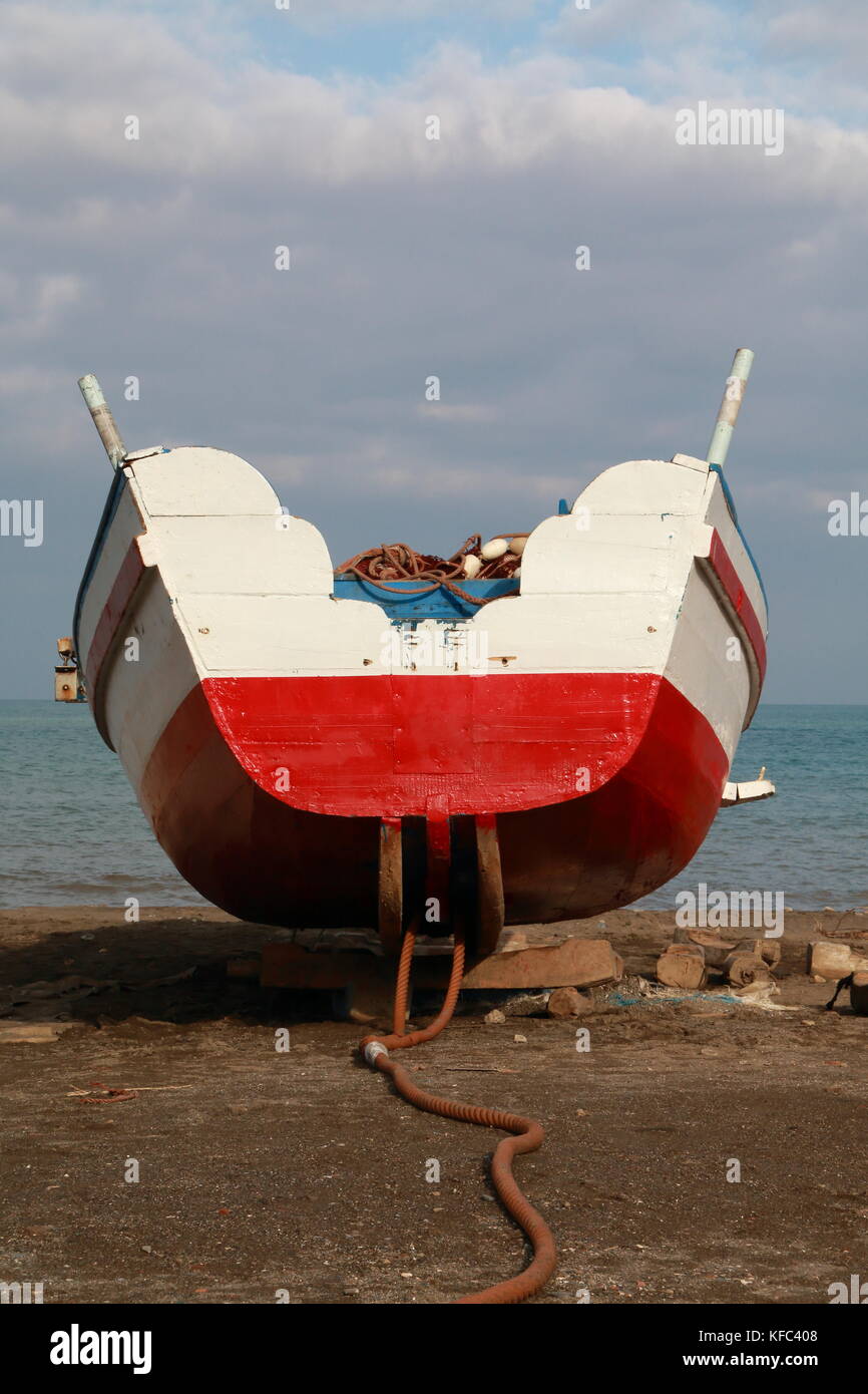 Stern of a small wooden boat Stock Photo - Alamy