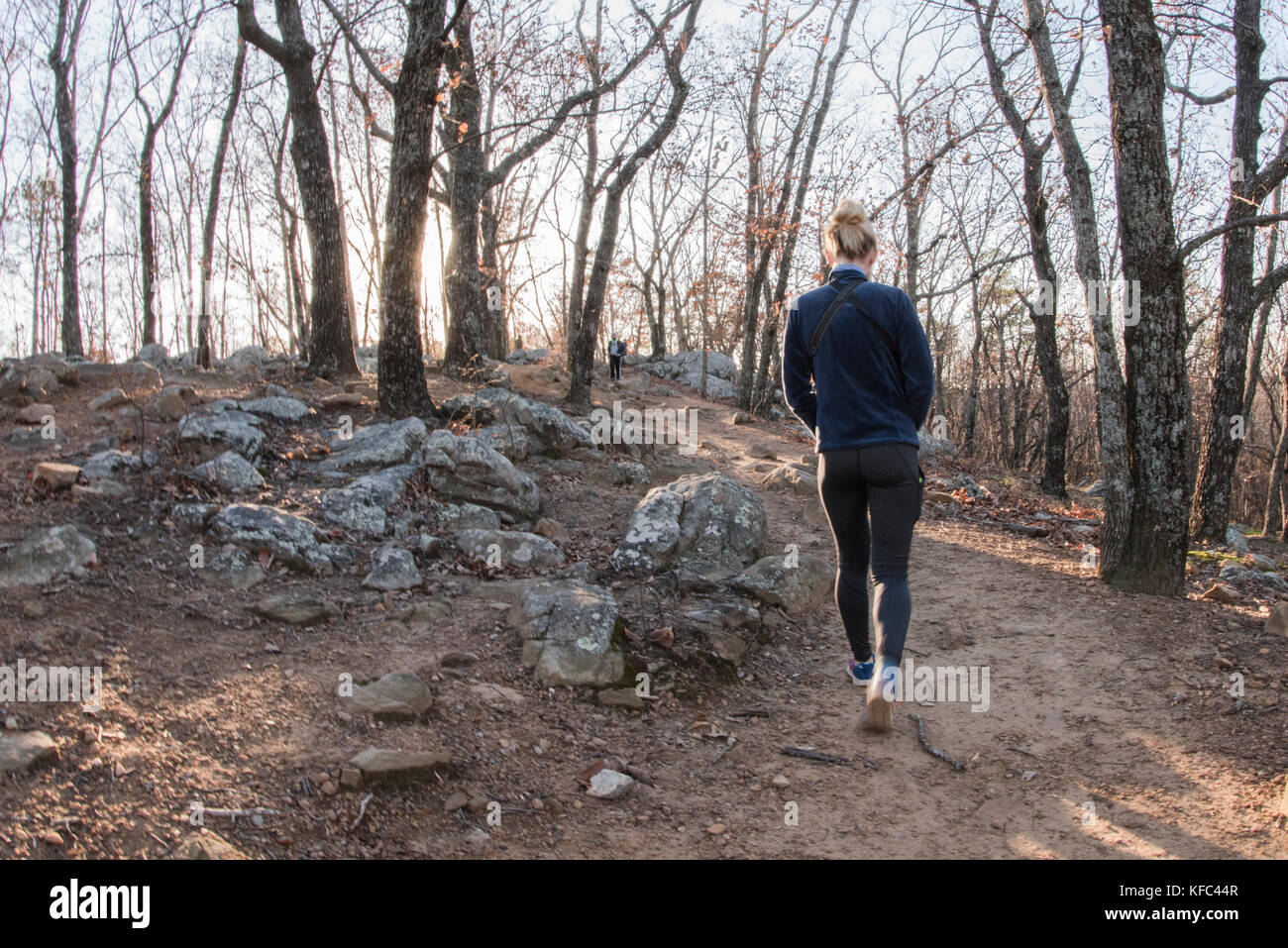 Blonde woman hiking in one of Georgia's state parks Stock Photo - Alamy