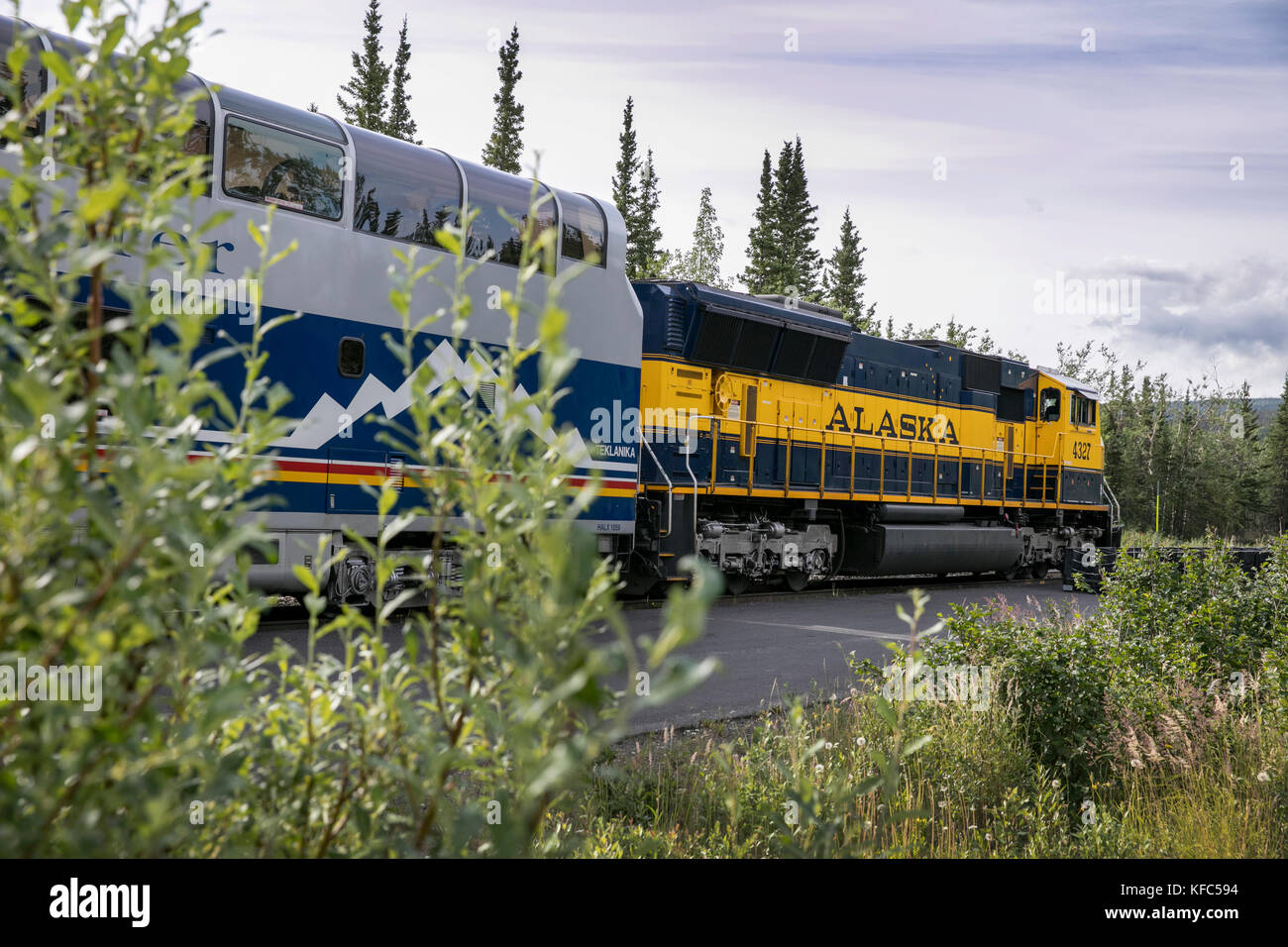 USA, Alaska, Denali National Park, the McKinley Explorer can seat 86 to ...