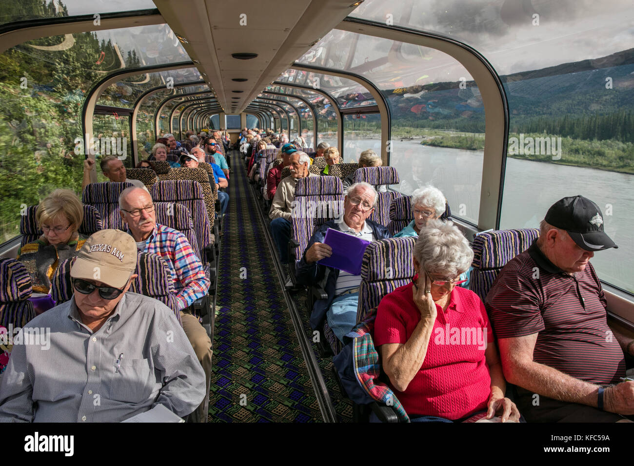 USA, Alaska, Denali National Park, the McKinley Explorer can seat 86 to ...