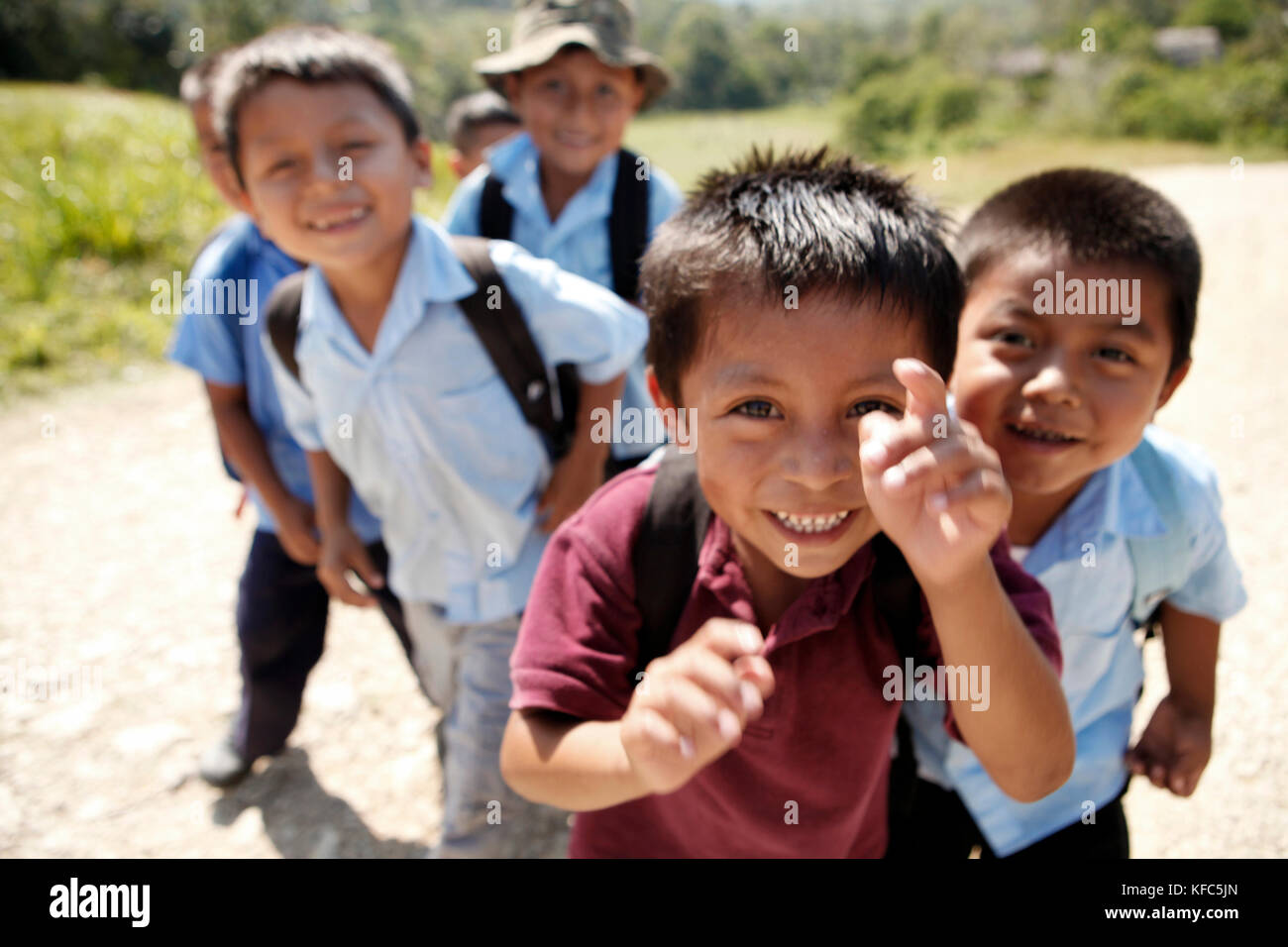 BELIZE, Punta Gorda, Toledo District, children in the Maya village of ...
