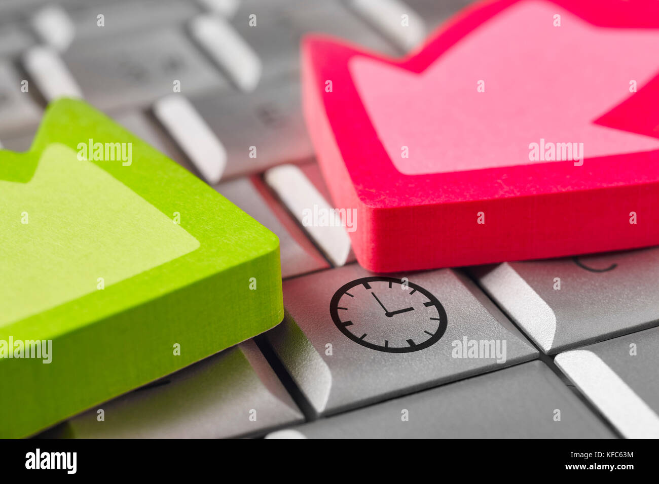 Time alert warning symbol on a keyboard laptop. Pressure work Stock ...