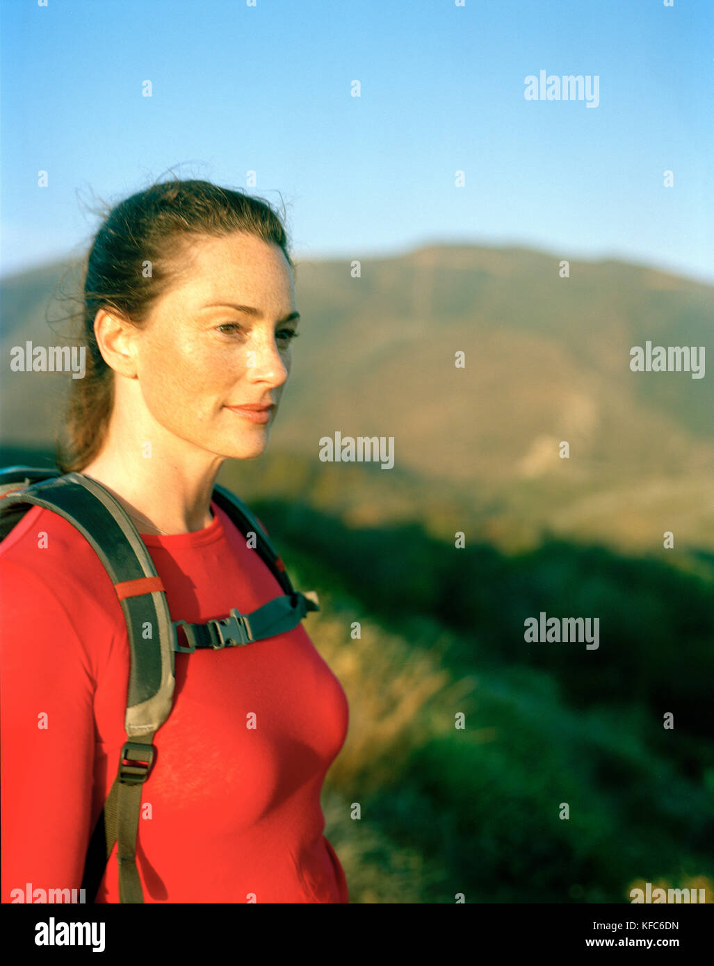 USA, California, Malibu, hiking the coastal Chumash Trail above the ...