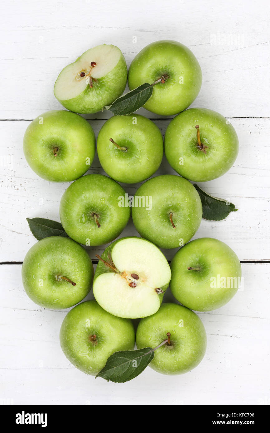 Apples apple fruit fruits portrait format green top view food Stock ...