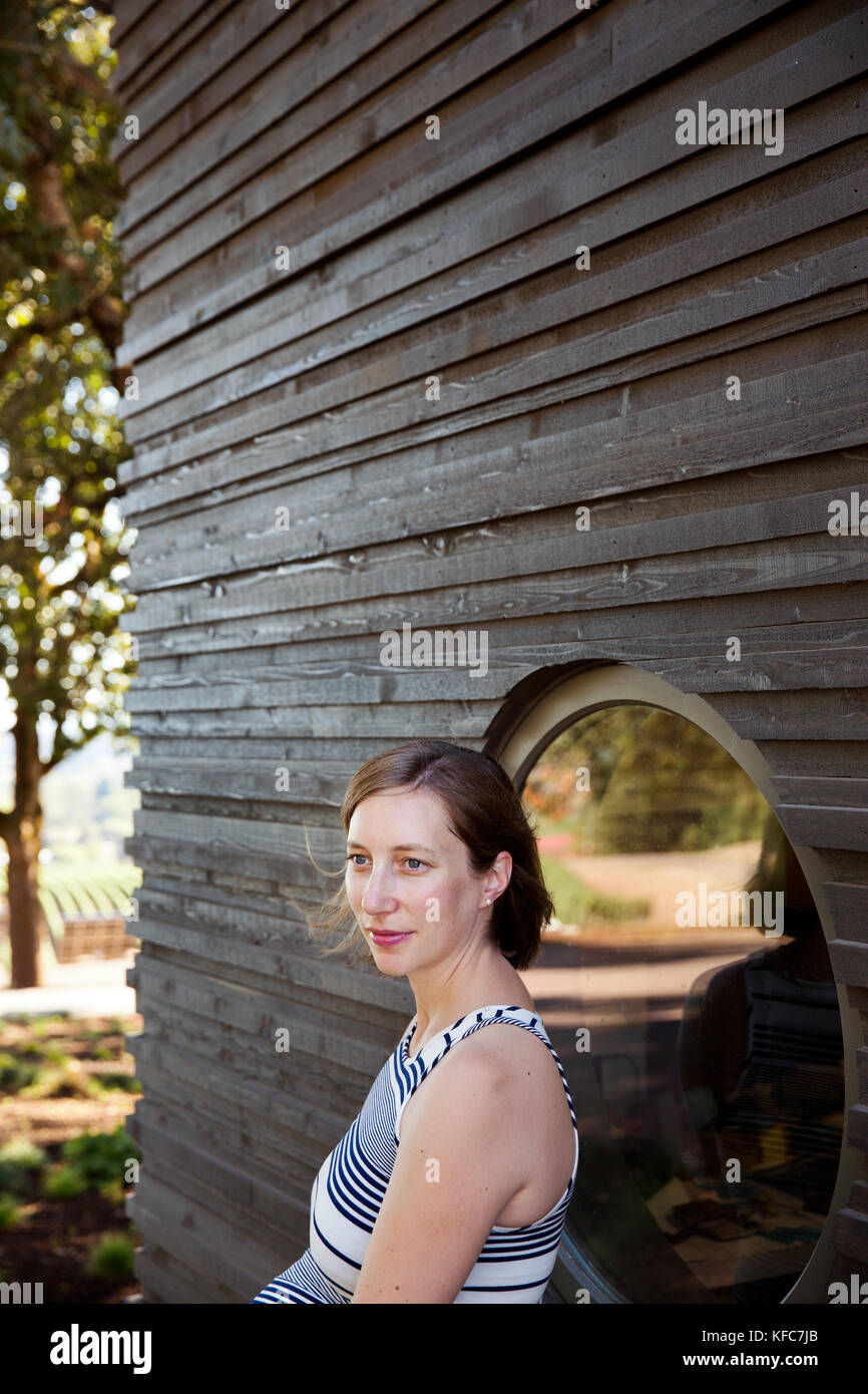 USA, Oregon, Willamette Valley, portrait of Alison Sokol Blosser at her ...