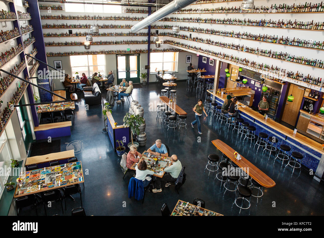 USA, Oregon, Ashland, interior of the Caldera Brewery and Restaurant at ...