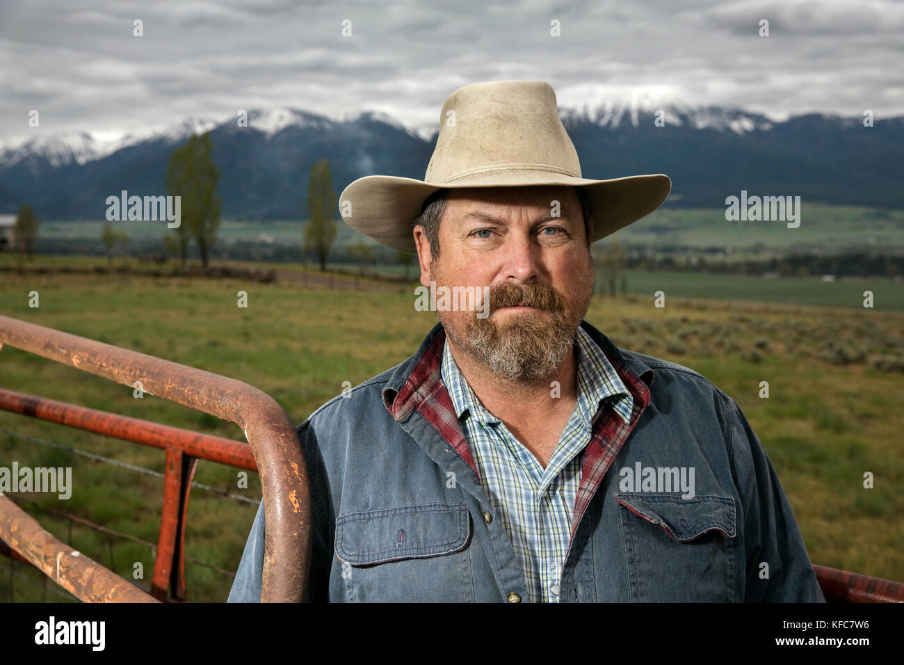 USA, Oregon, Enterprise, Portrait of Cowboy and Rancher Todd Nash at a ...