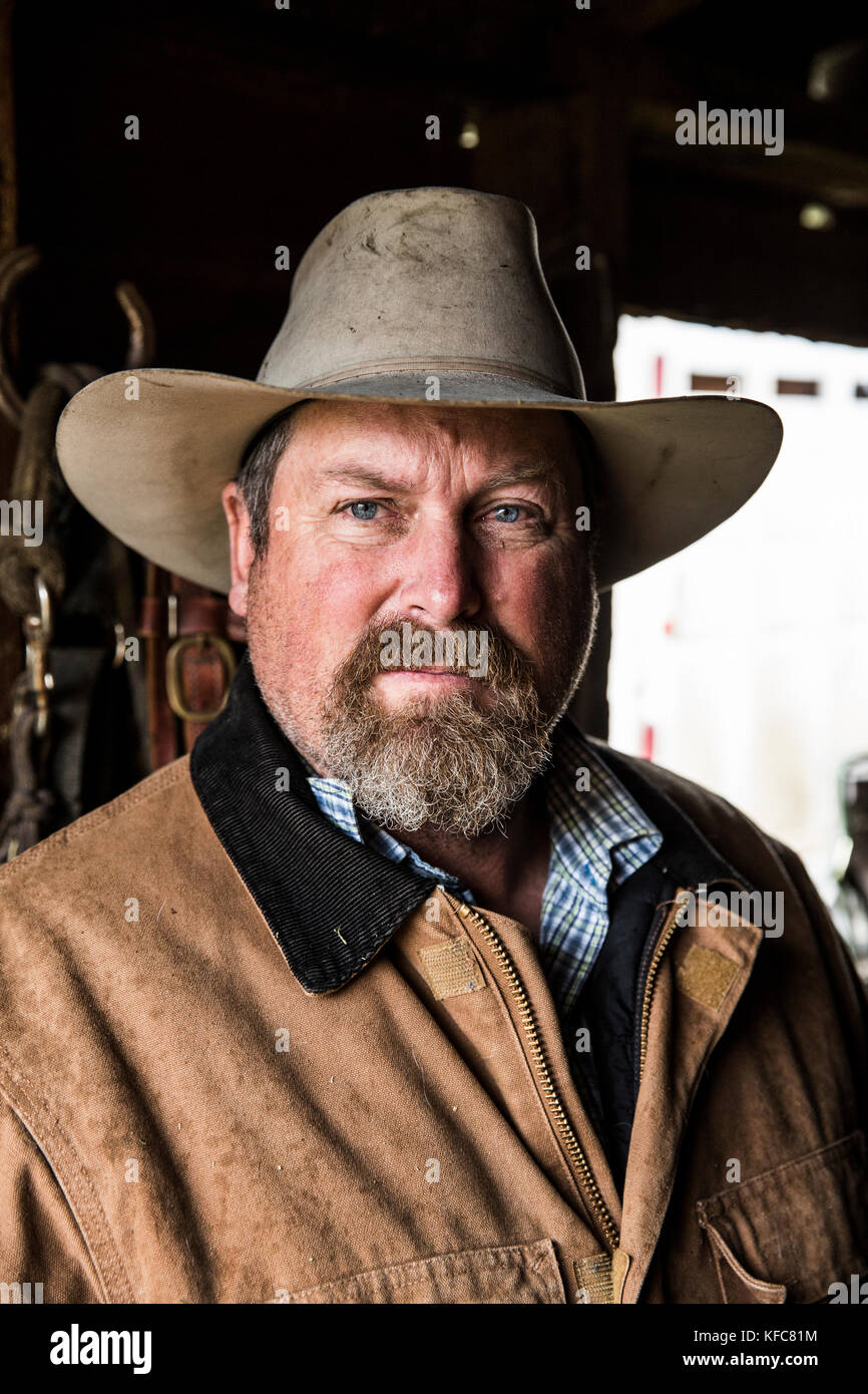 USA, Oregon, Enterprise, Portrait of Cowboy and Rancher Todd Nash at ...