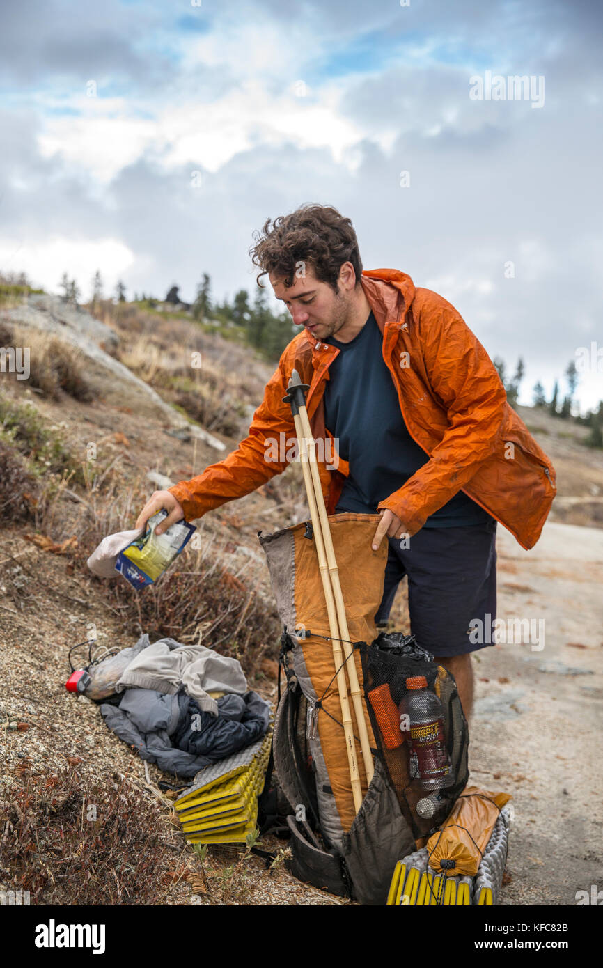 USA, Oregon, Ashland, 6 year old Christian Rego aka Buddy Backpacker ...