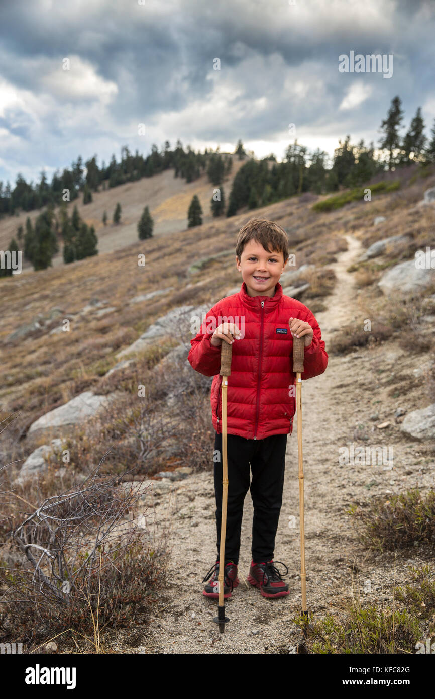 USA, Oregon, Ashland, portrait of 6 year old Christian Rego aka Buddy ...