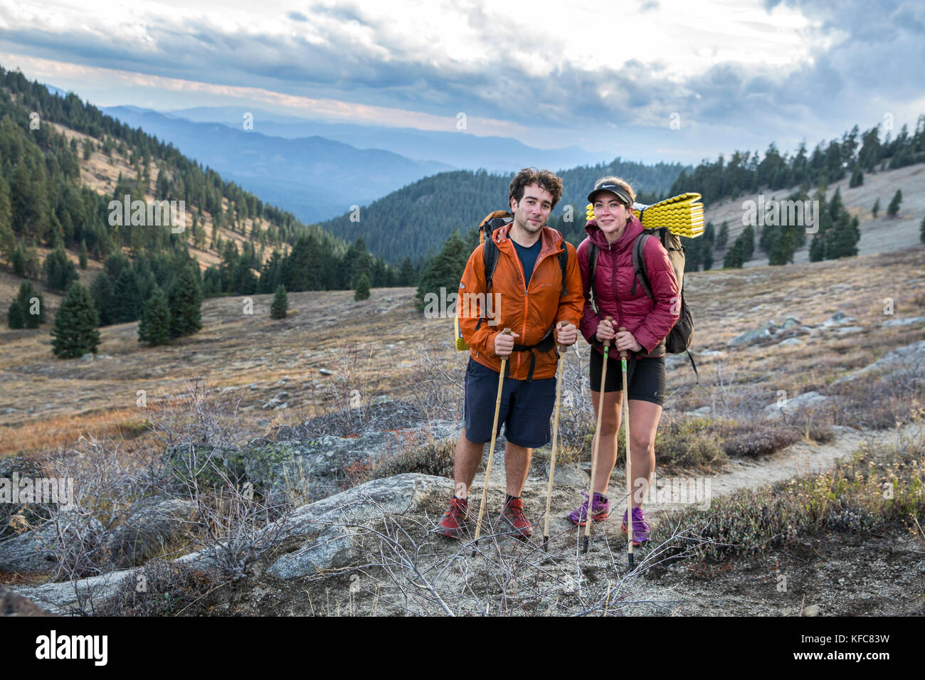 USA, Oregon, Ashland, 6 year old Christian Rego aka Buddy Backpacker ...