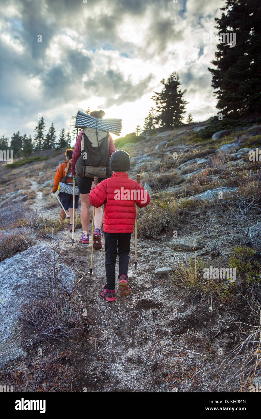 USA, Oregon, Ashland, 6 year old Christian Rego aka Buddy Backpacker ...
