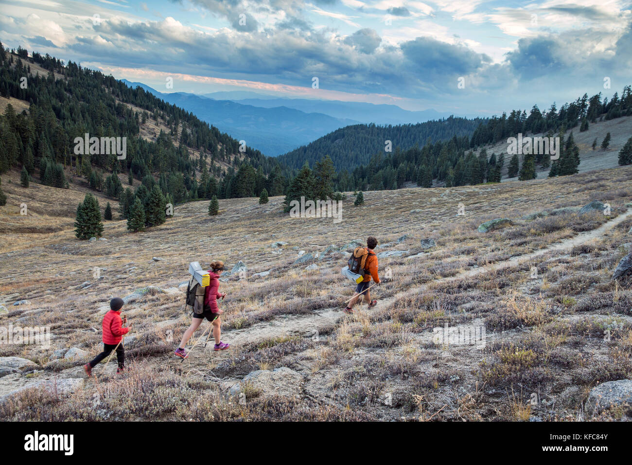 USA, Oregon, Ashland, 6 year old Christian Rego aka Buddy Backpacker ...